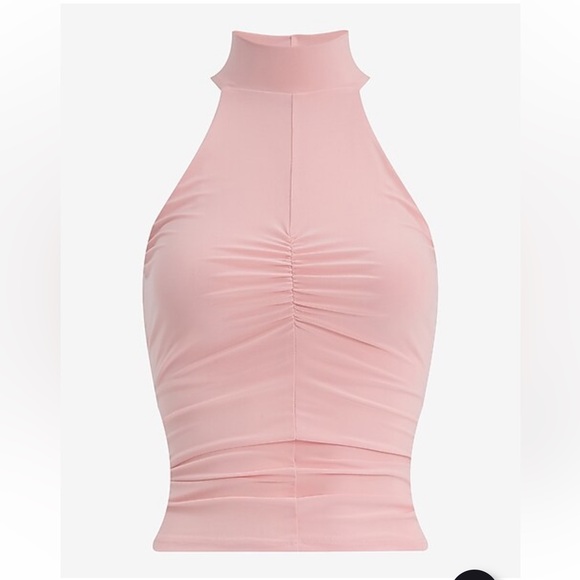 Express | Tops | Mock Halter Neck Ruched Tank Light Pink | Poshmark